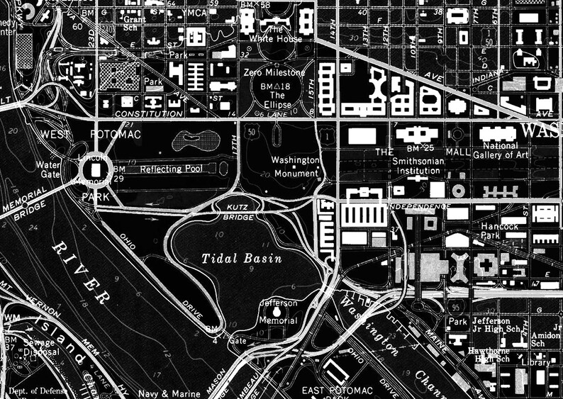 Washington D.C. City Map 1957 Washington D.C. Poster - Etsy