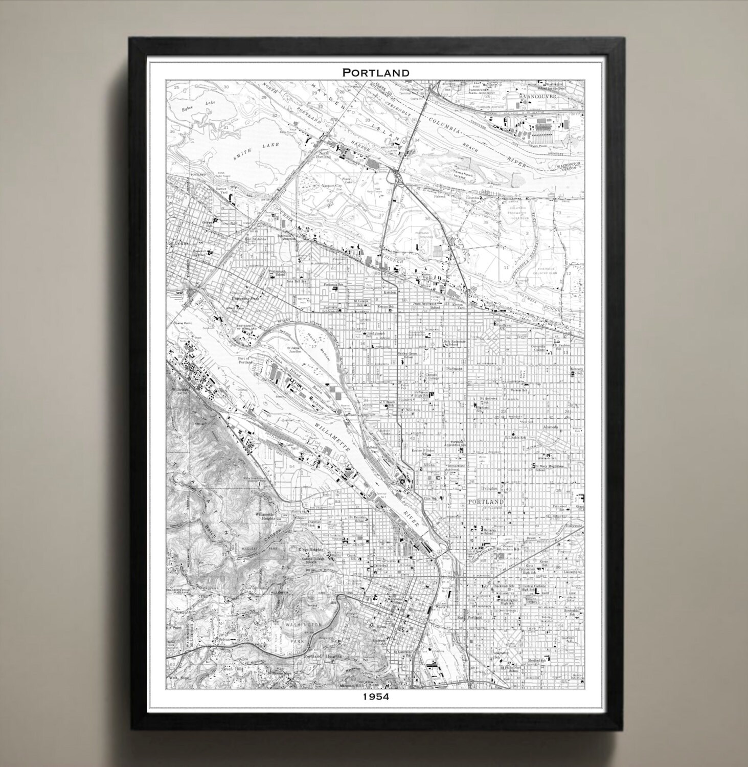 Mapa de PORTLAND / Mapa de la Ciudad de Roses / Impresión del mapa de ...