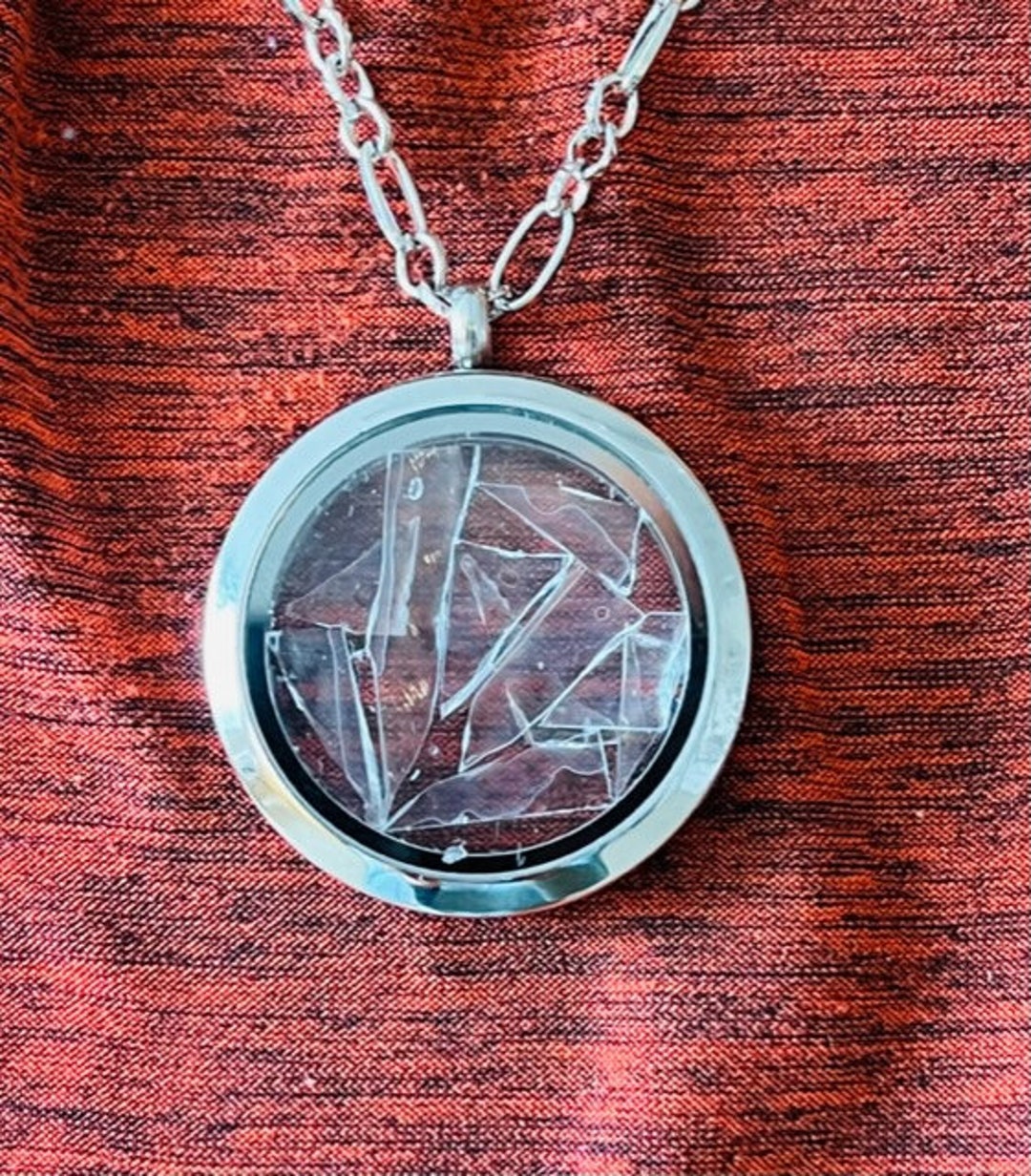 Shattered Glass Ceiling Pendant Necklace, Broken Glass Pendant ...