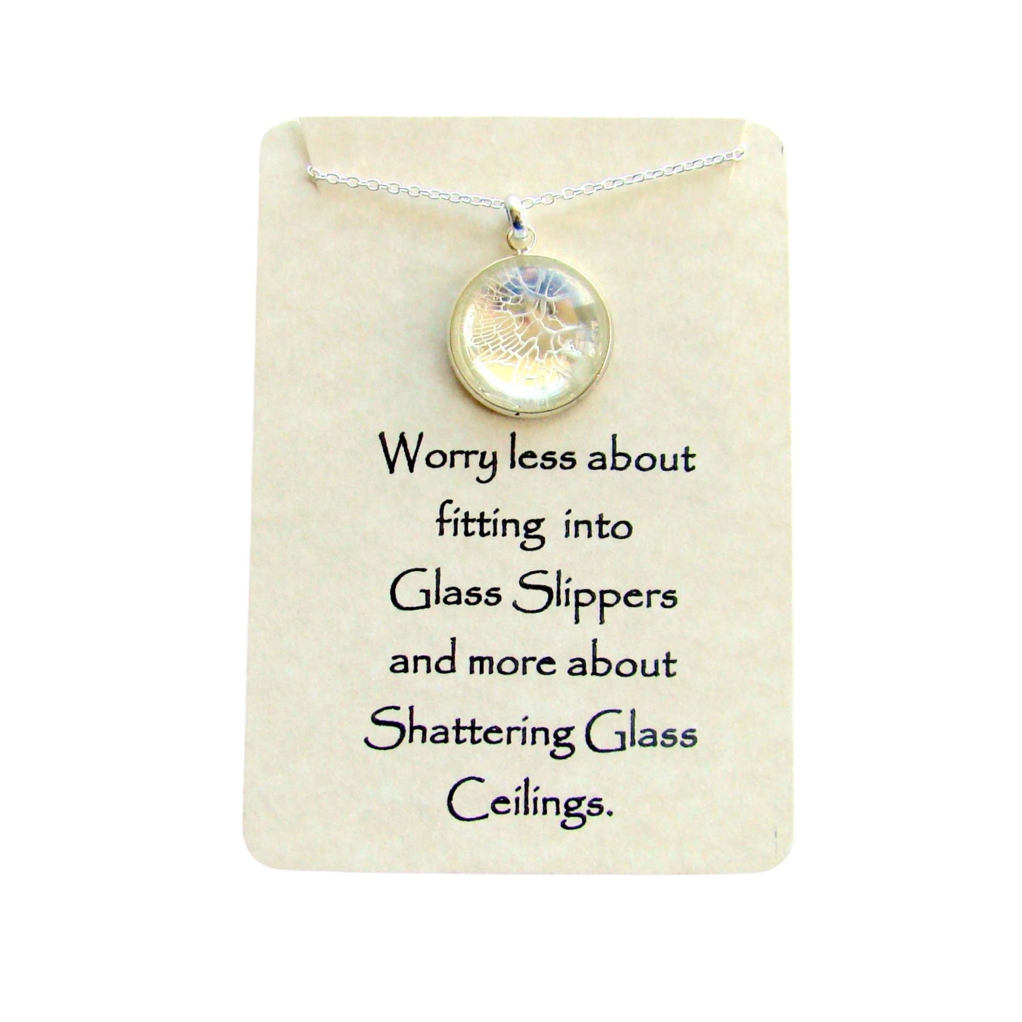 Shattered Glass Ceiling Necklace Broken Glass Pendant Congratulations Graduation Achievement Empowerment Jewelry Etsy Canada
