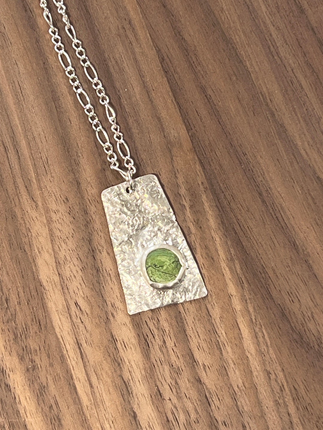 Reticulated Silver With Green Glass Stone, Peridot Colored Stone ...
