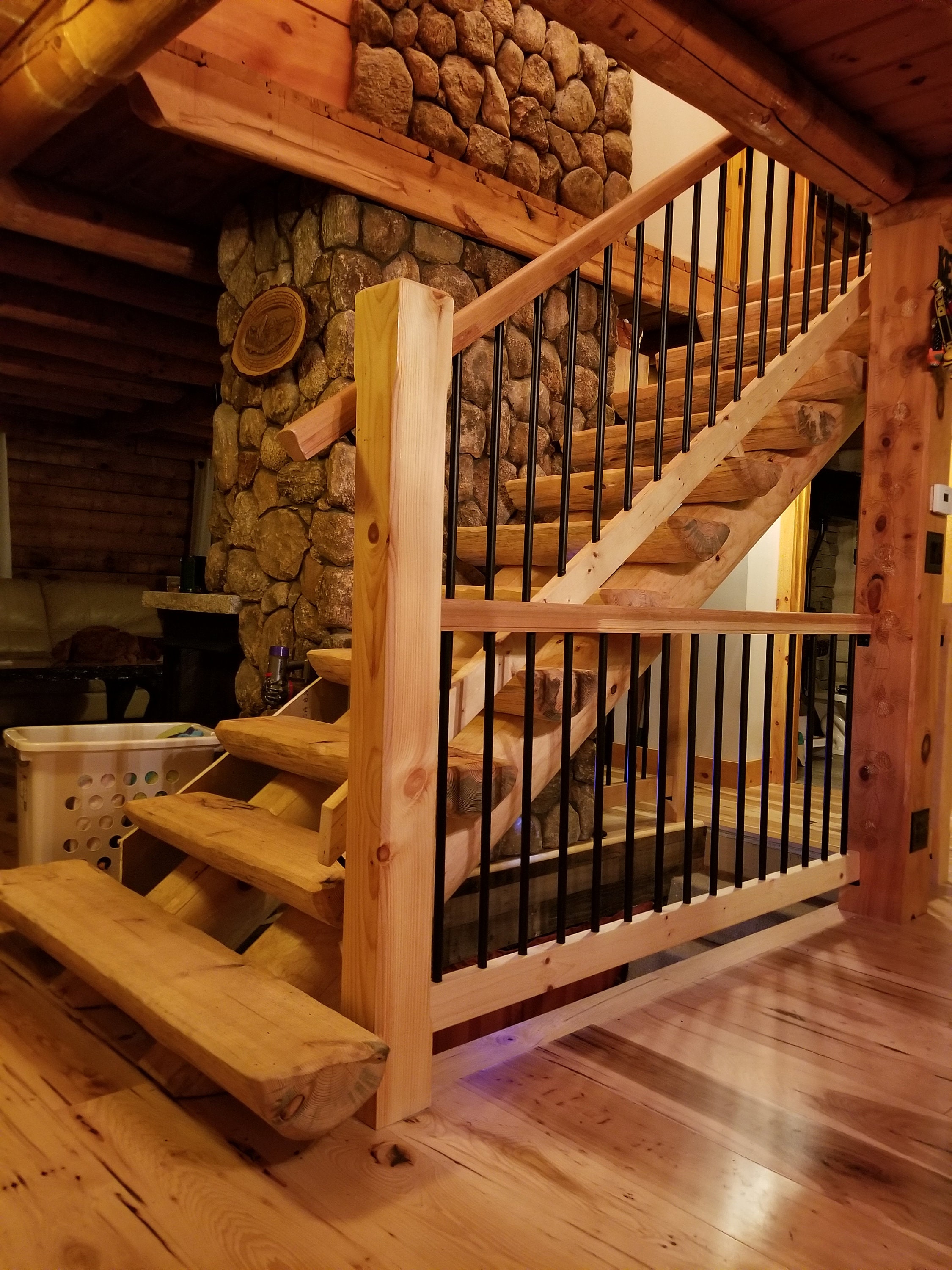 Half-Log Straight-Run Staircase/Stairway CUSTOM HANDMADE | Etsy