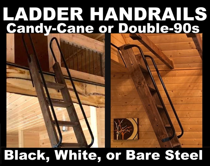 LADDER HANDRAILS Black White or Bare Steel No Obstructions Candy-cane ...