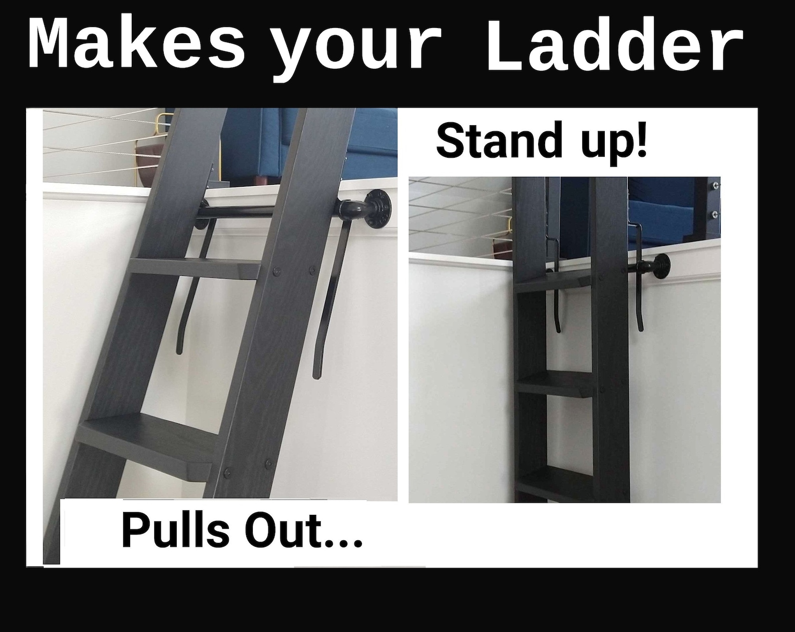 BLACK Ladder Hardware Kit Makes Your Ladder STAND UP - Etsy