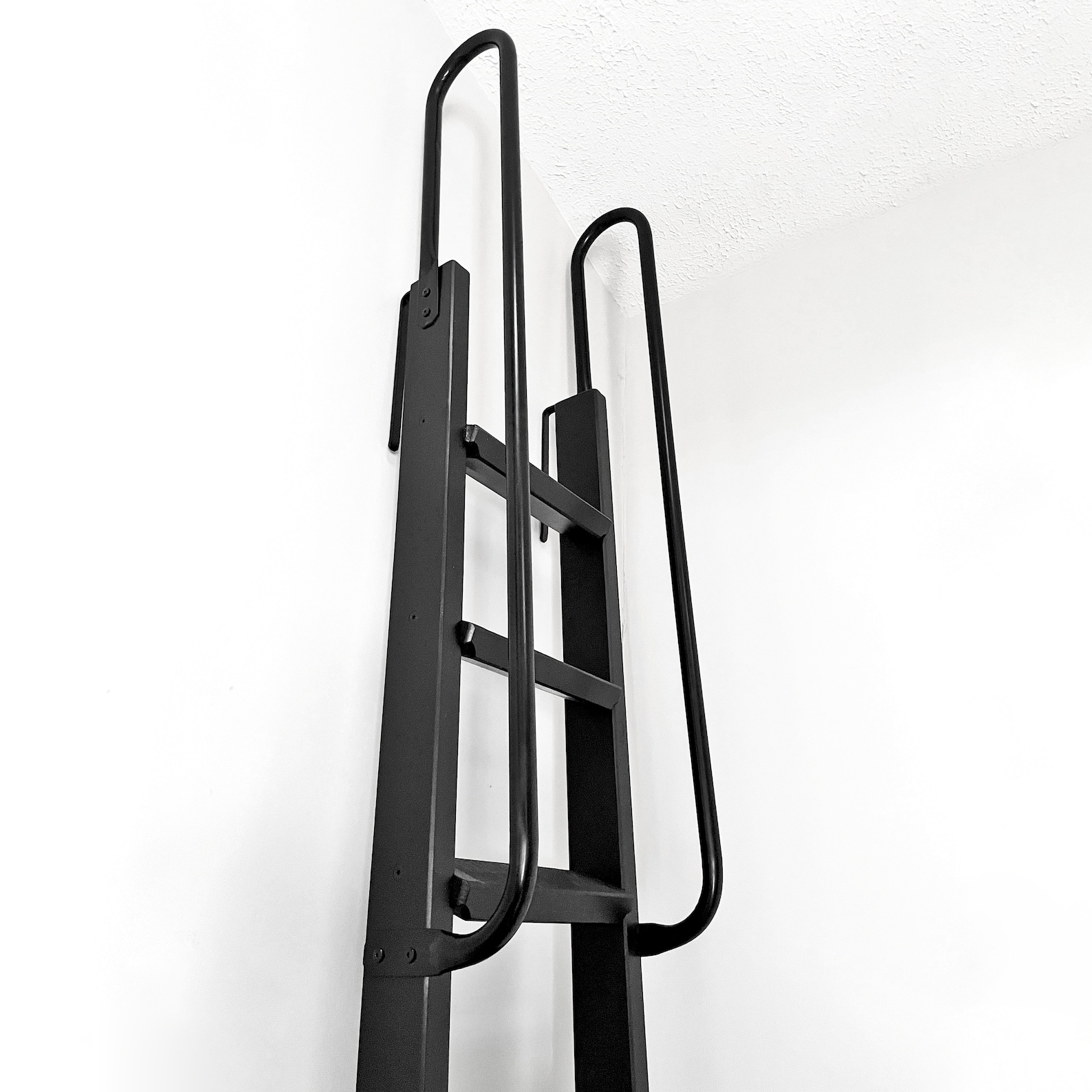 LADDER HANDRAILS Black White or Bare Steel No Obstructions Candy-cane ...
