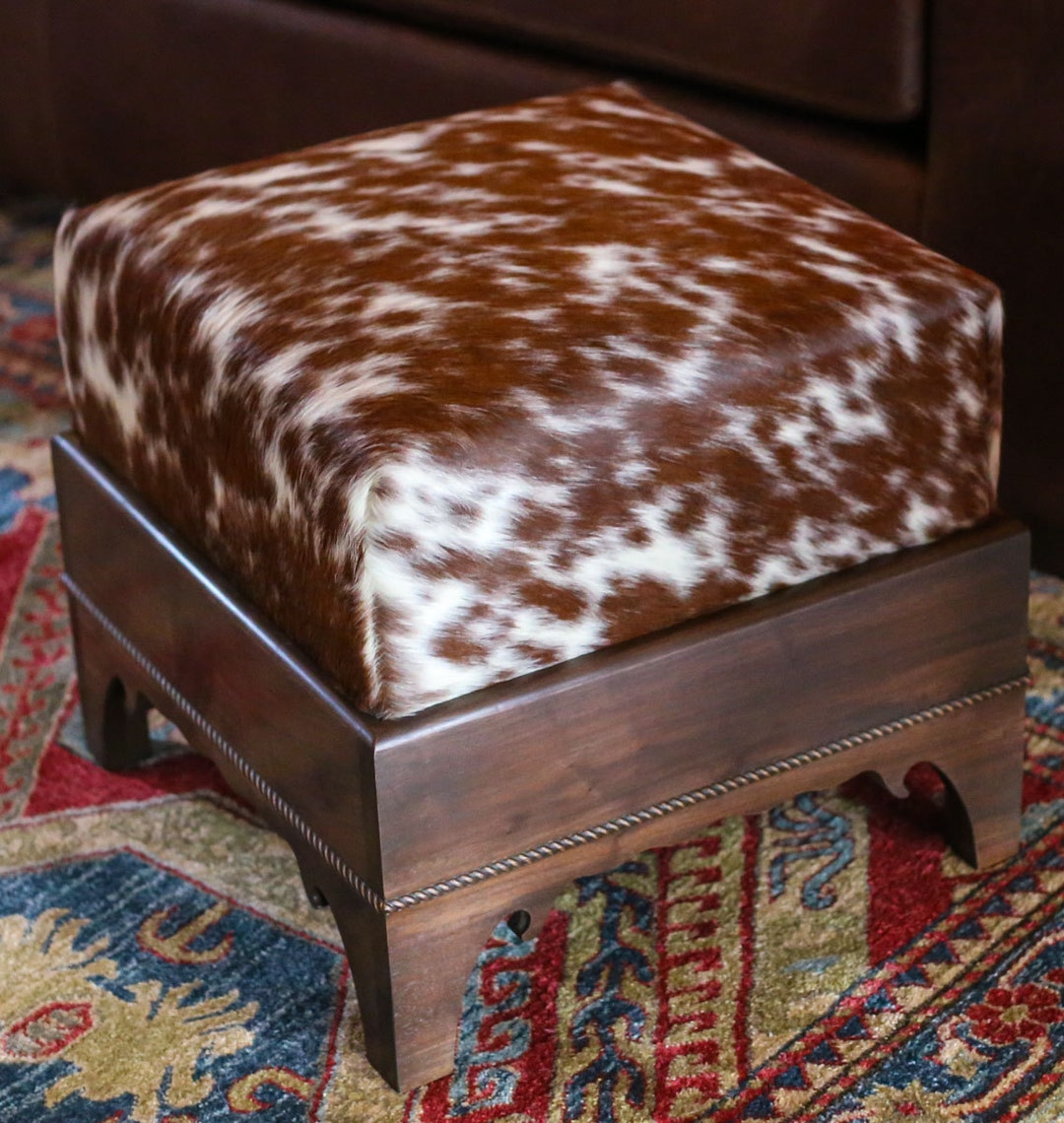 Custom Cowhide Ottoman Cowhide Stool Cowhide Footstool Rustic Home ...