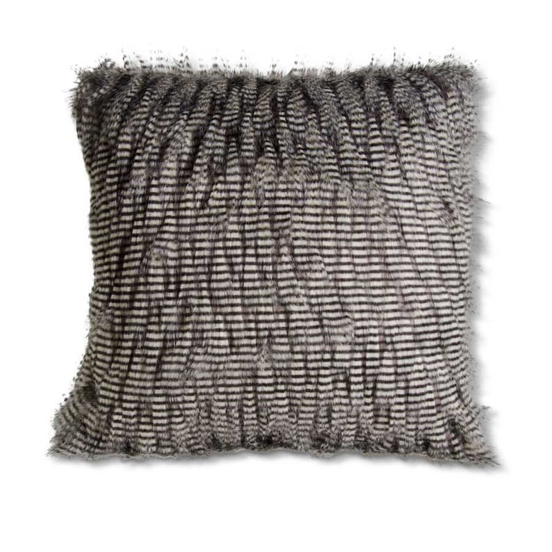 Grey Faux Fur Pillow Gray Black Faux Fur Throw Pillow Grey - Etsy