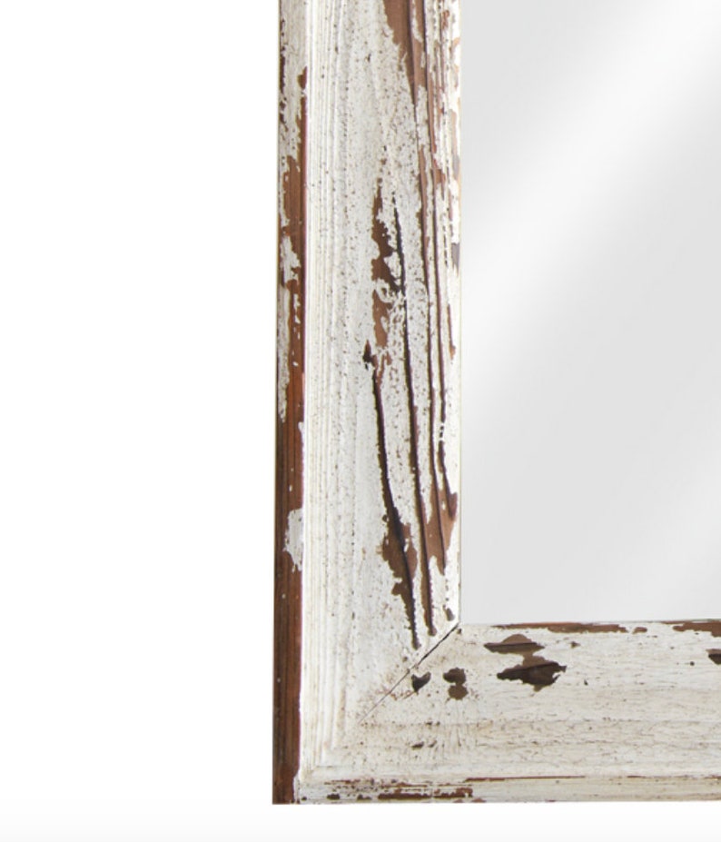 White Rustic Wall Mirror White Shabby Chic Mirror Wall Decor | Etsy