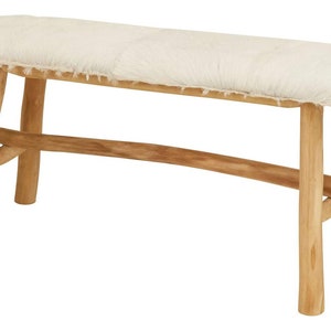 White Goat Hide Wood Bench off White Leather Hide Wood Stool - Etsy