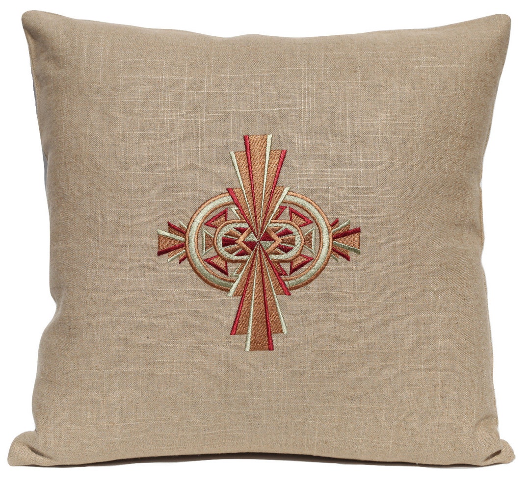 Brown Red Southwestern Pillow Copper Red Aztec Linen Pillow Red Brown ...
