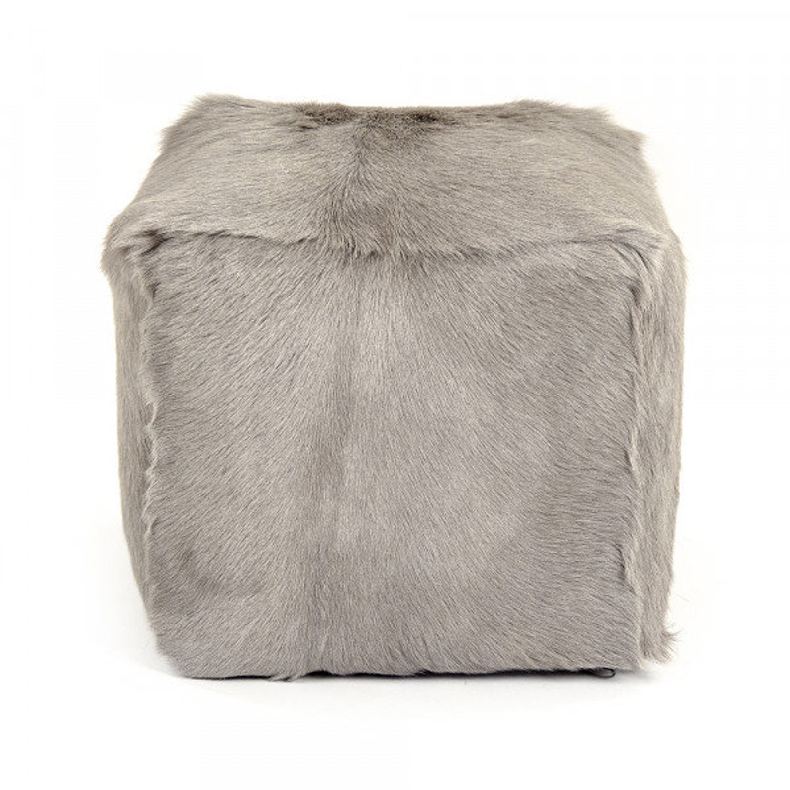 Gray Fur Pouf Ottoman Grey Fur Pouf Ottoman Gray Leather Pouf - Etsy