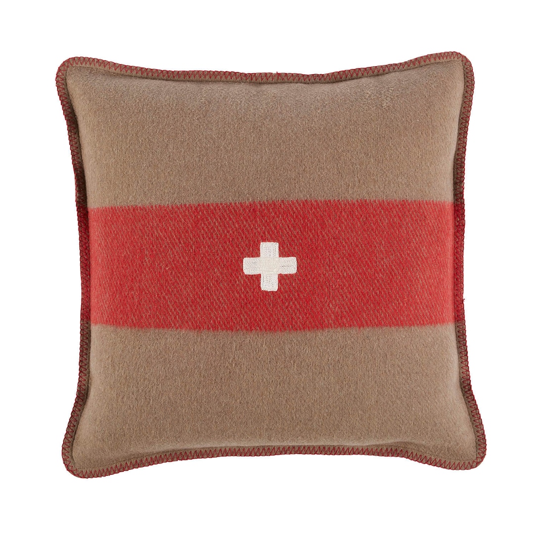 Vintage Swiss Army Pillow Retro Swiss Army Throw Pillow Red Brown Swiss ...