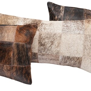 Brindle Cowhide Patchwork Pillow Black Patchwork Cowhide Pillow Black Cowhide Throw Pillow ...