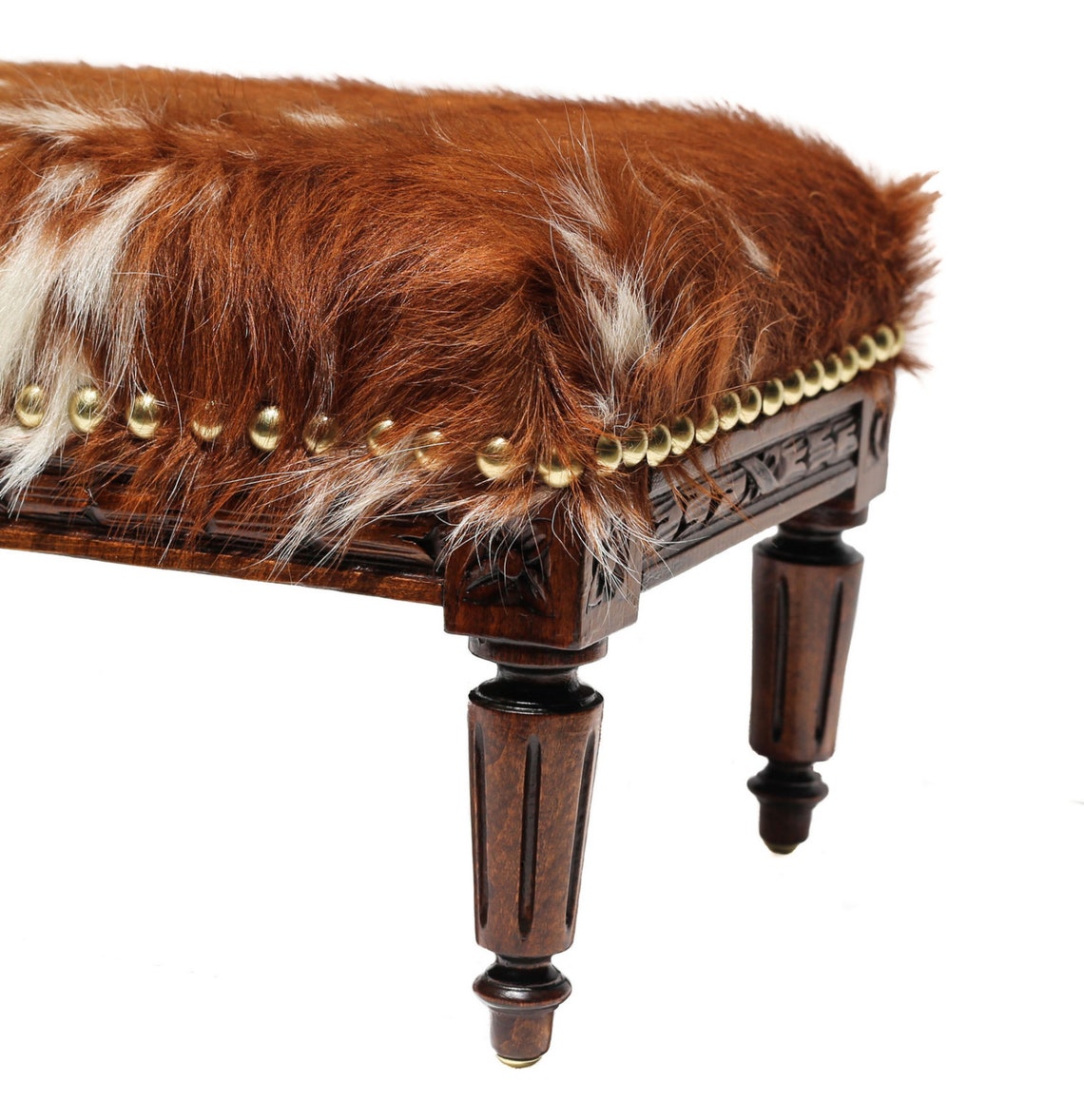 Cowhide Stool Cowhide Footstool Cowhide Ottoman Antique French | Etsy