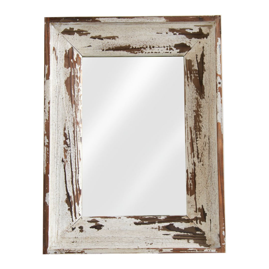 White Rustic Wall Mirror White Shabby Chic Mirror Wall Decor - Etsy