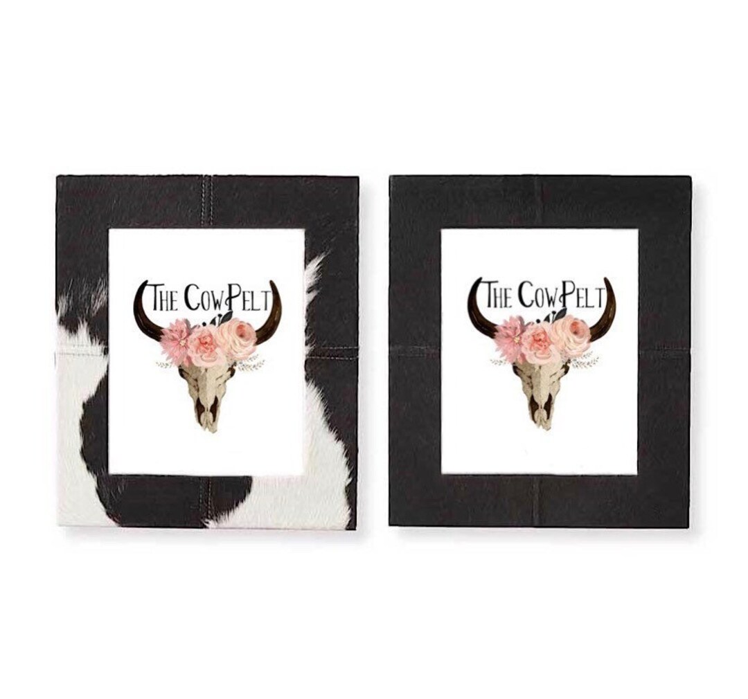Cowhide Photo Frame Cowhide Picture Frame Black and White Wall Art ...
