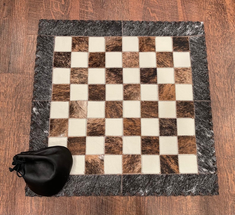 Leather Board Game Leather Hide Board Games Cowhide Checker Board Game ...
