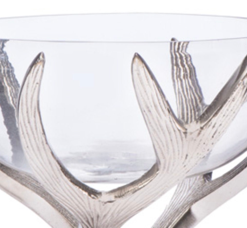 Antler Bowl Vintage Glass Bowl Silver Antler Centerpiece | Etsy
