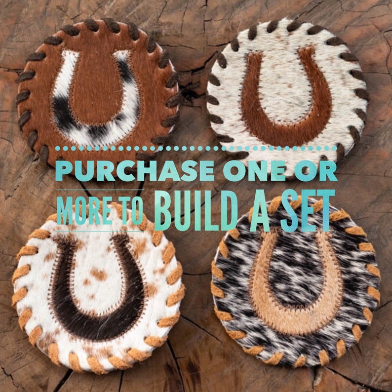 Horseshoe Cowhide Coasters Horseshoe Cowhide Coaster Set - Etsy