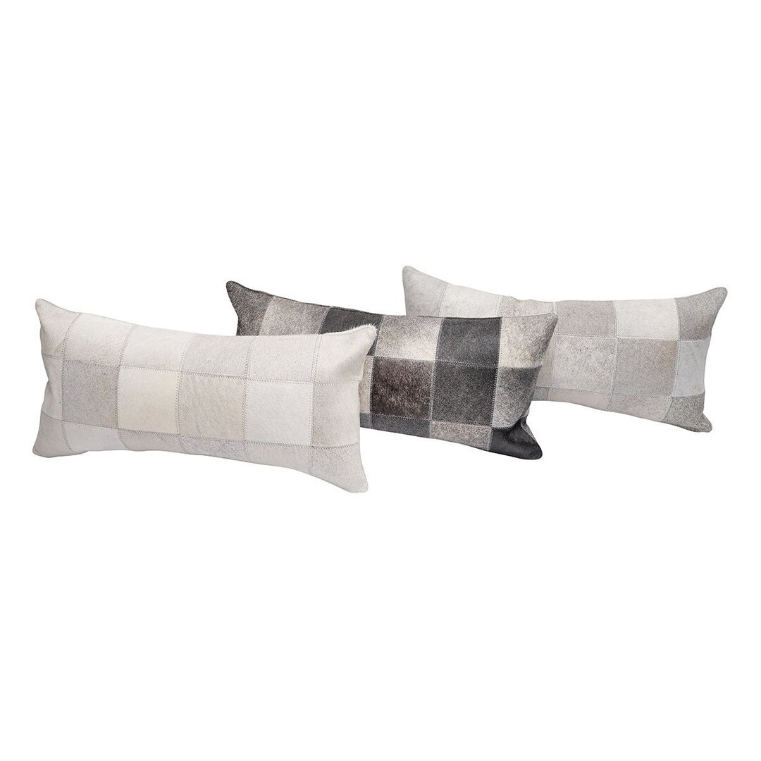 Gray Cowhide Patchwork Pillow Grey Patchwork Cowhide Pillow Gray ...