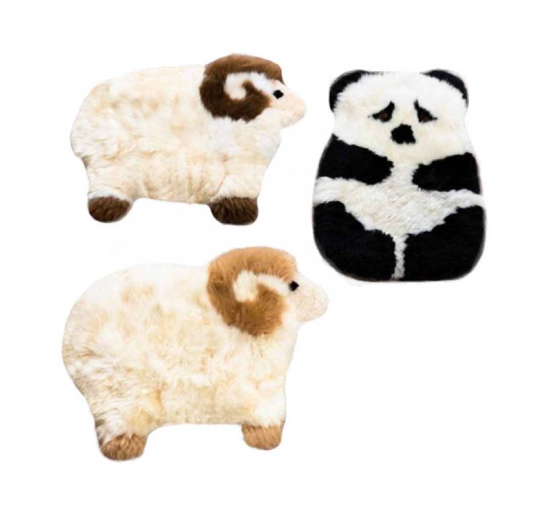 Panda Sheepskin Rug Panda Bear Rug Black and White Panda Nursery Decor ...