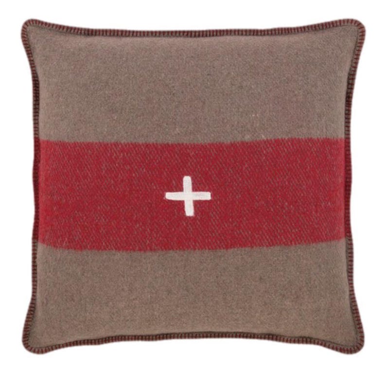 Vintage Swiss Army Wool Pillow Cover: Red & Brown Accent Pillow - Etsy