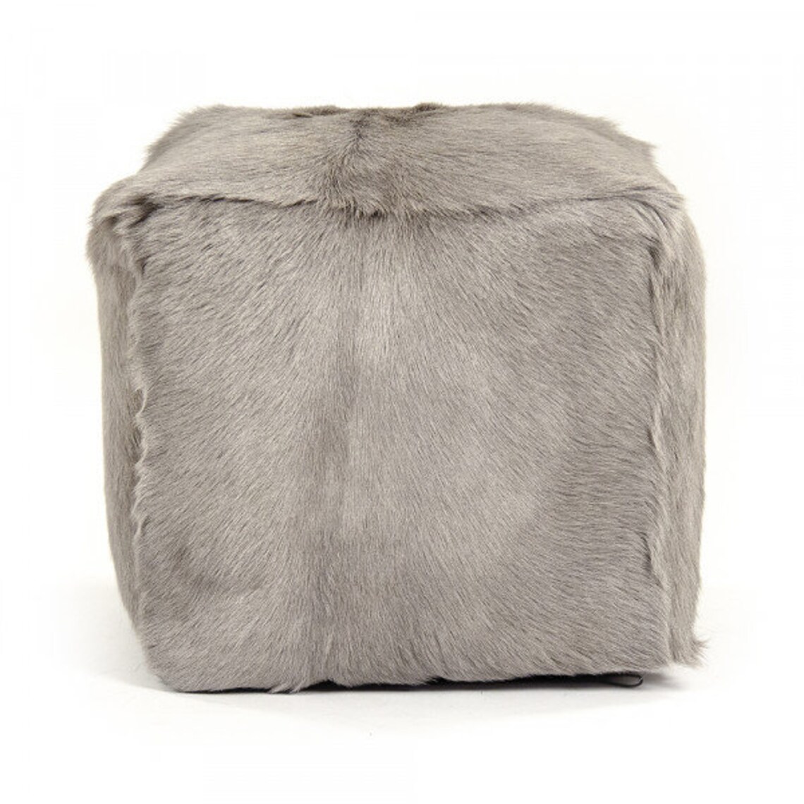 Gray Fur Pouf Ottoman Grey Fur Pouf Ottoman Gray Leather Pouf - Etsy