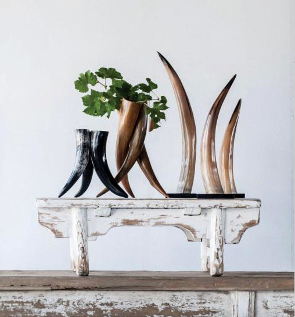 Cow Horn Sculpture Centerpiece: African Table Decor, Horn Artwork - Etsy