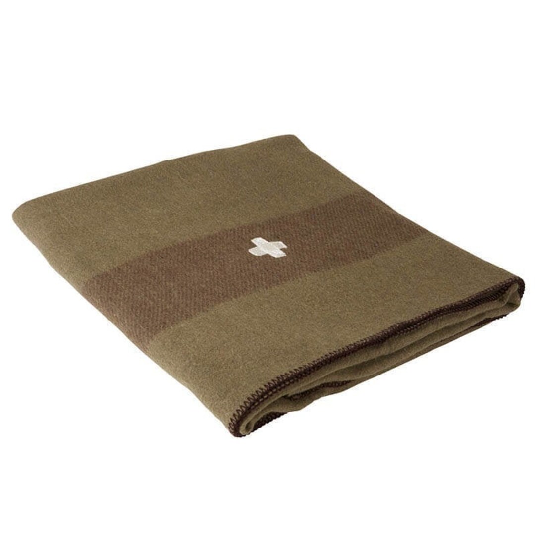 Vintage Swiss Army Wool Blanket Retro Swiss Army Throw Blanket Green ...