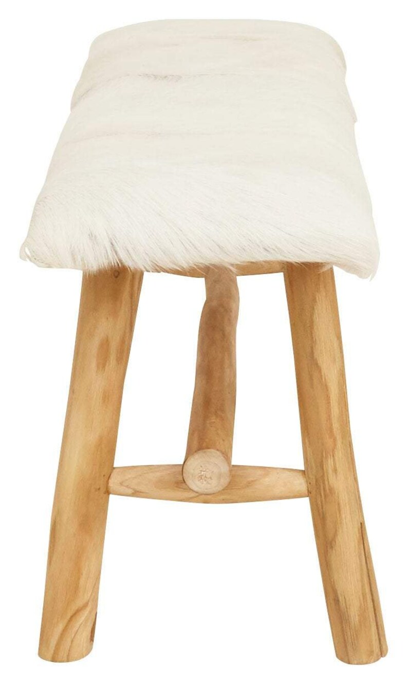 White Goat Hide Wood Bench off White Leather Hide Wood Stool - Etsy