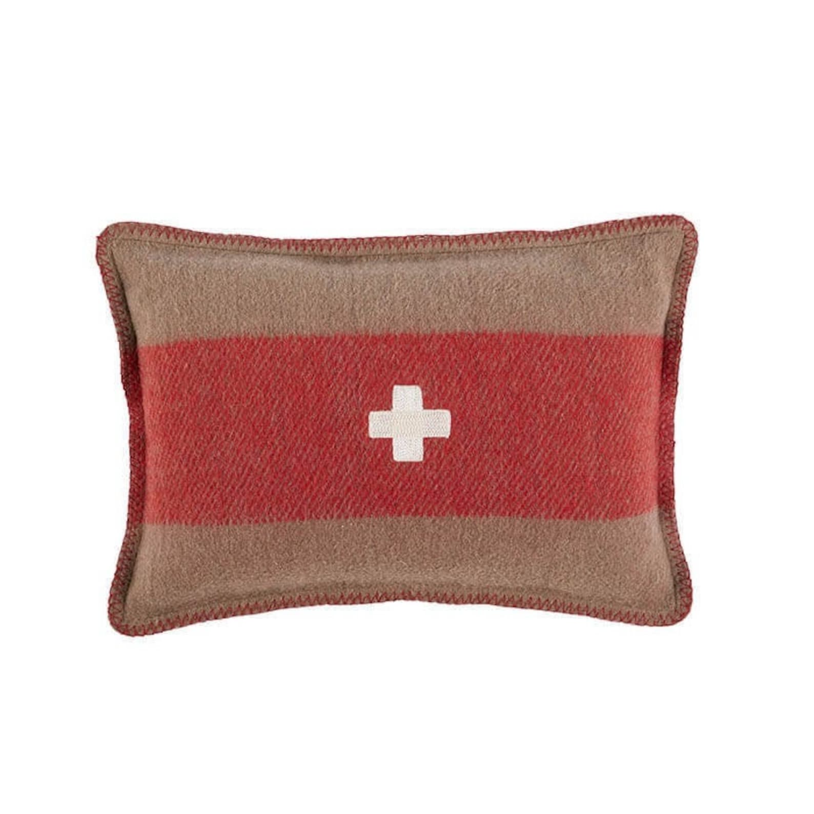 Vintage Swiss Army Pillow Retro Swiss Army Lumbar Pillow Red | Etsy