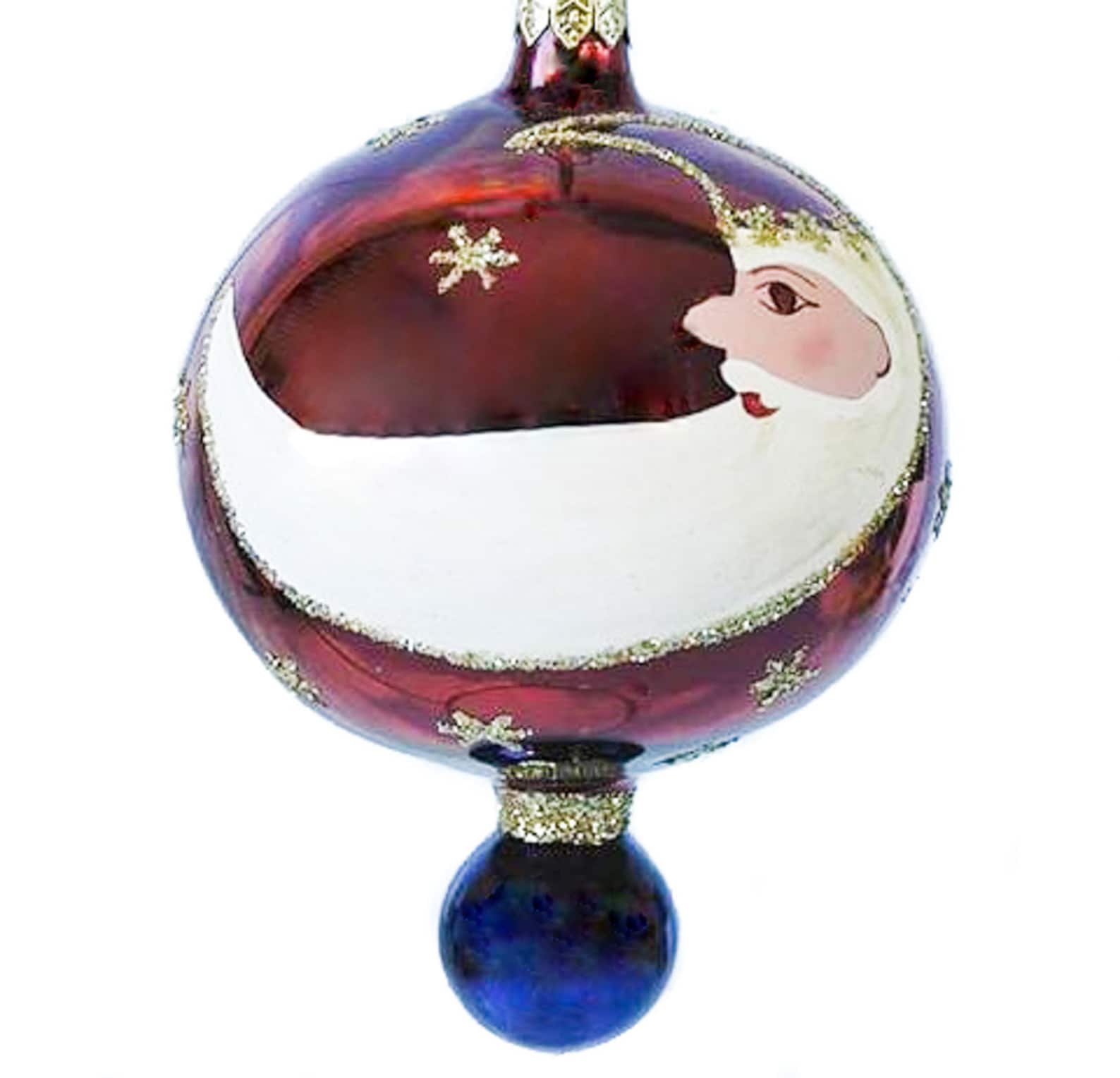 Vintage Christopher Radko Ruby Crescent Moon Santa Christmas Tree Ornament Santa Claus Christmas ...