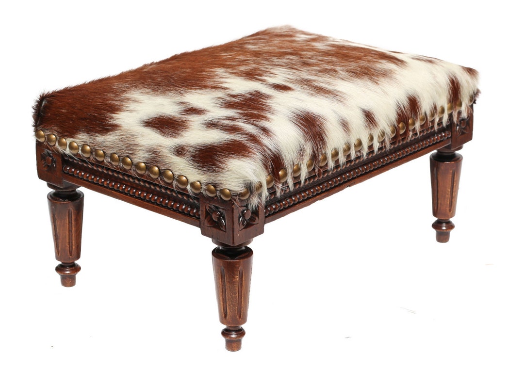 Cowhide Stool Cowhide Footstool Cowhide Ottoman 1800s Antique French ...