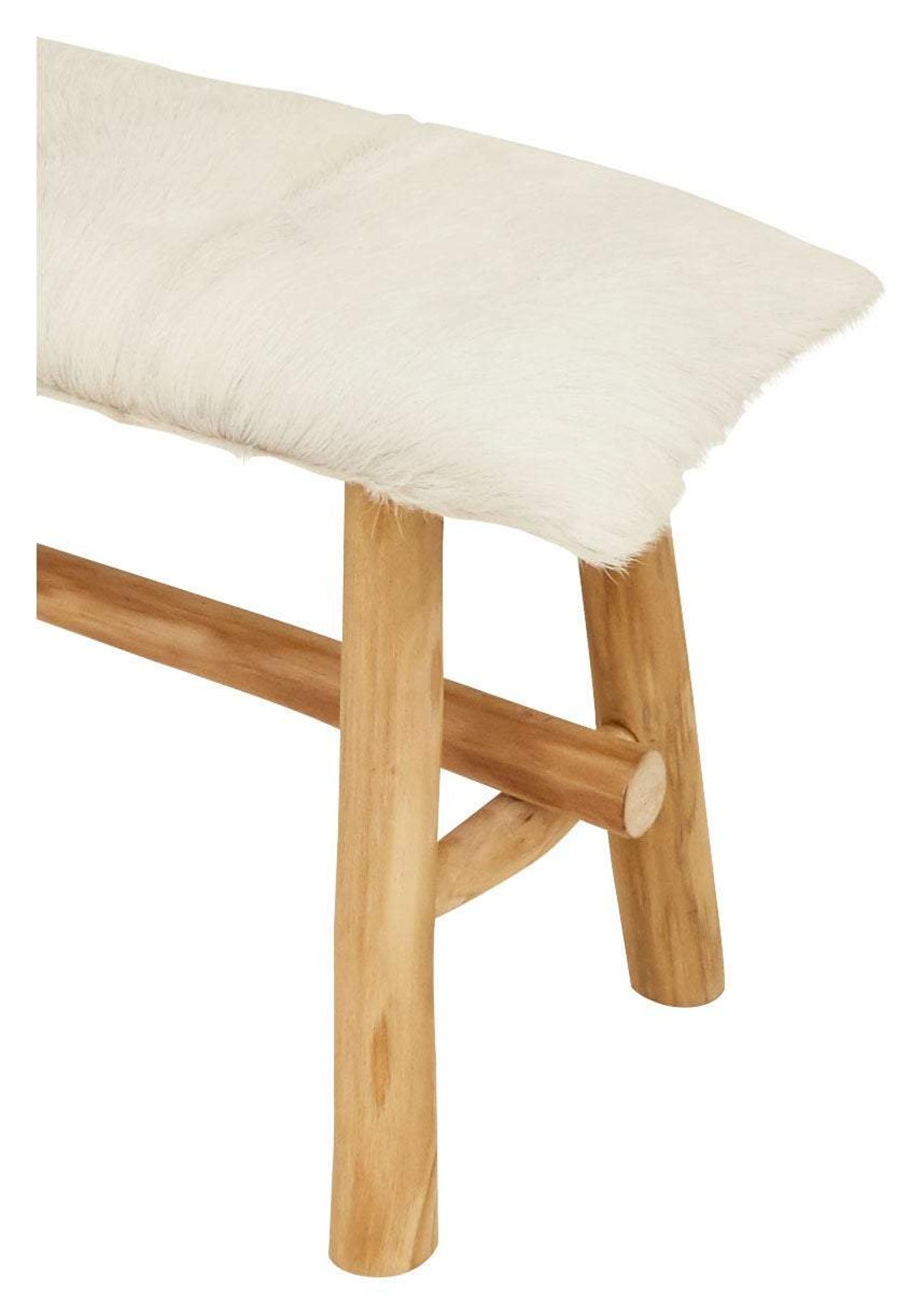 White Goat Hide Wood Bench off White Leather Hide Wood Stool | Etsy