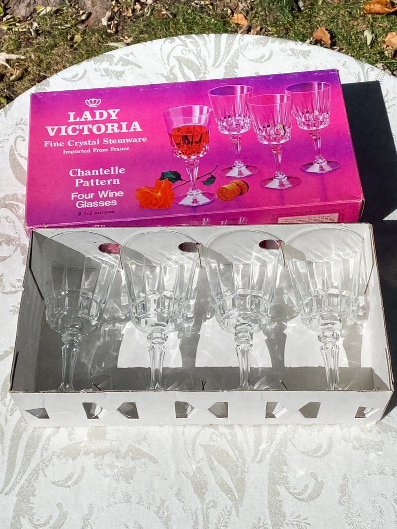Lady Victoria Crystal Wine Glasses Set of 4 - Etsy