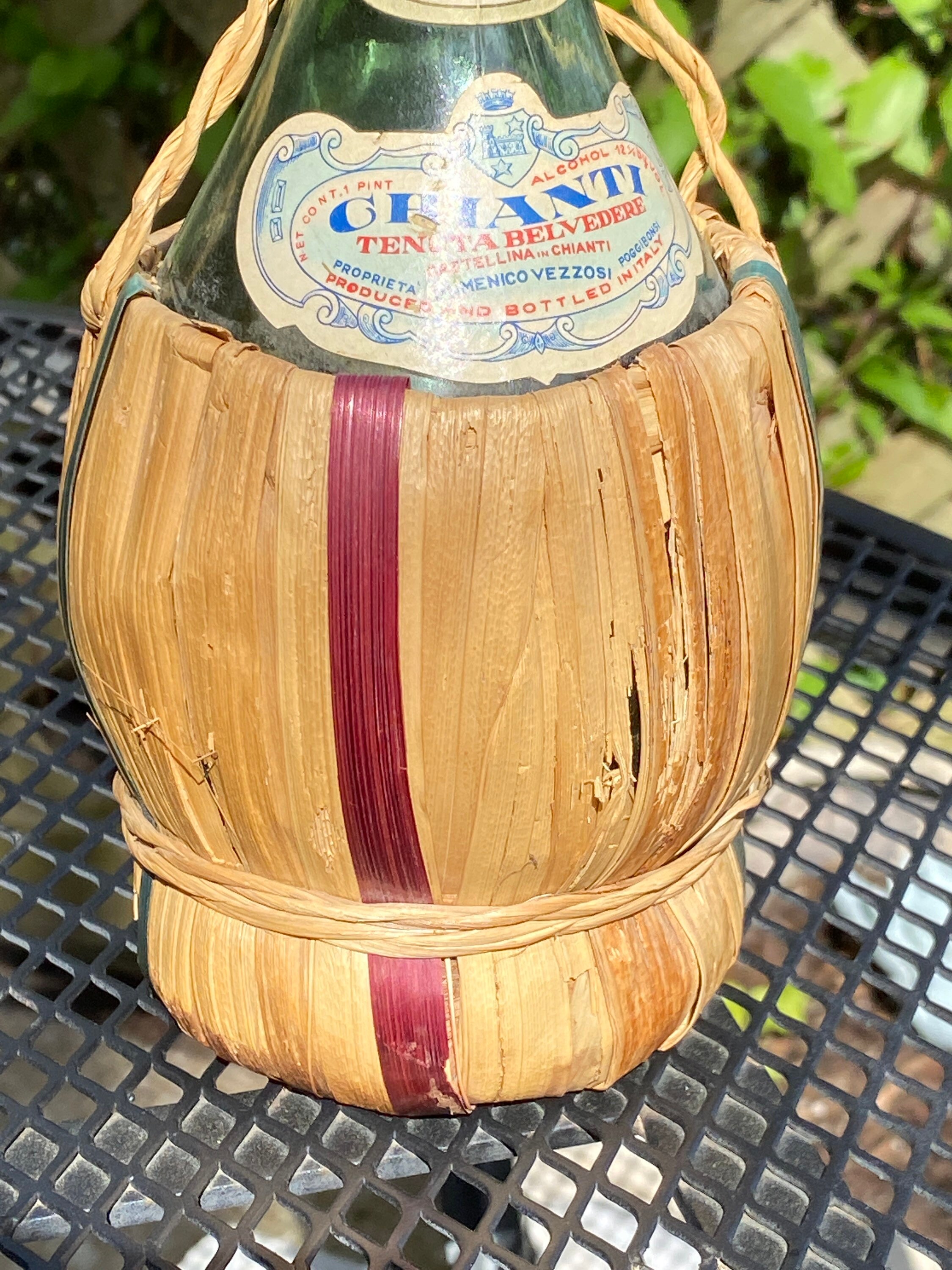 1957 Chianti Glass and Wicker Wine Bottle Italy | Etsy