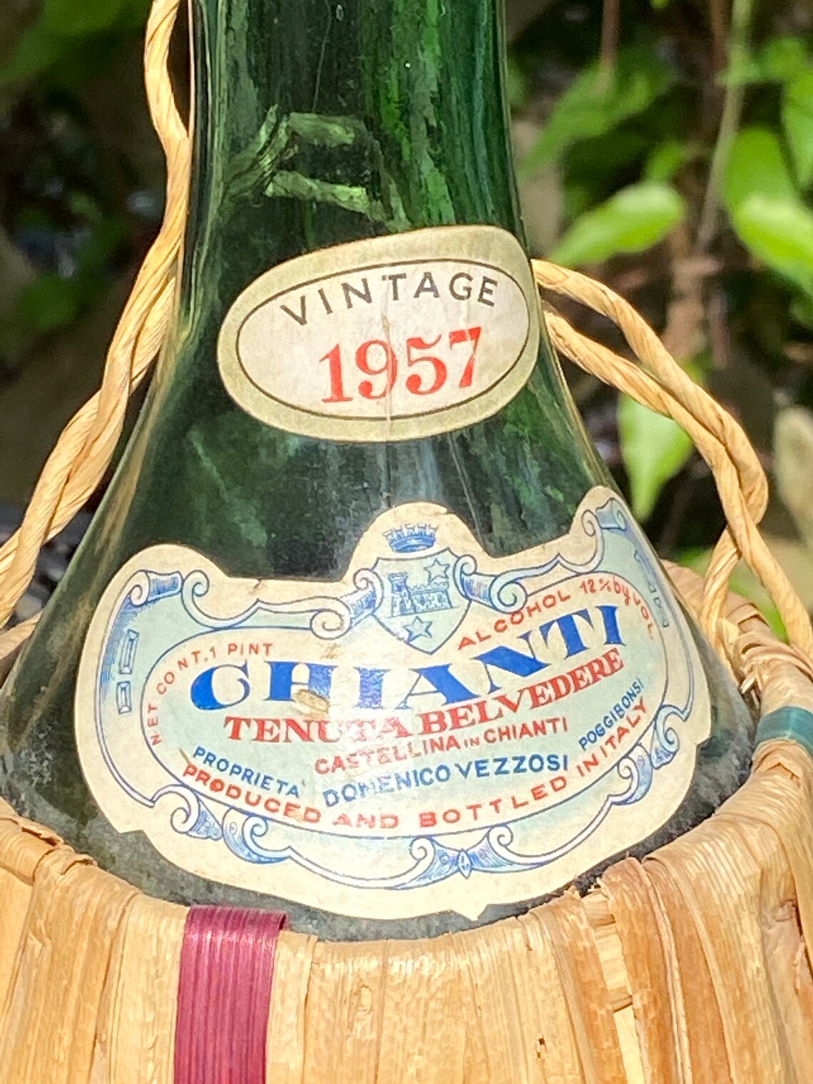 1957 Chianti Glass and Wicker Wine Bottle Italy | Etsy