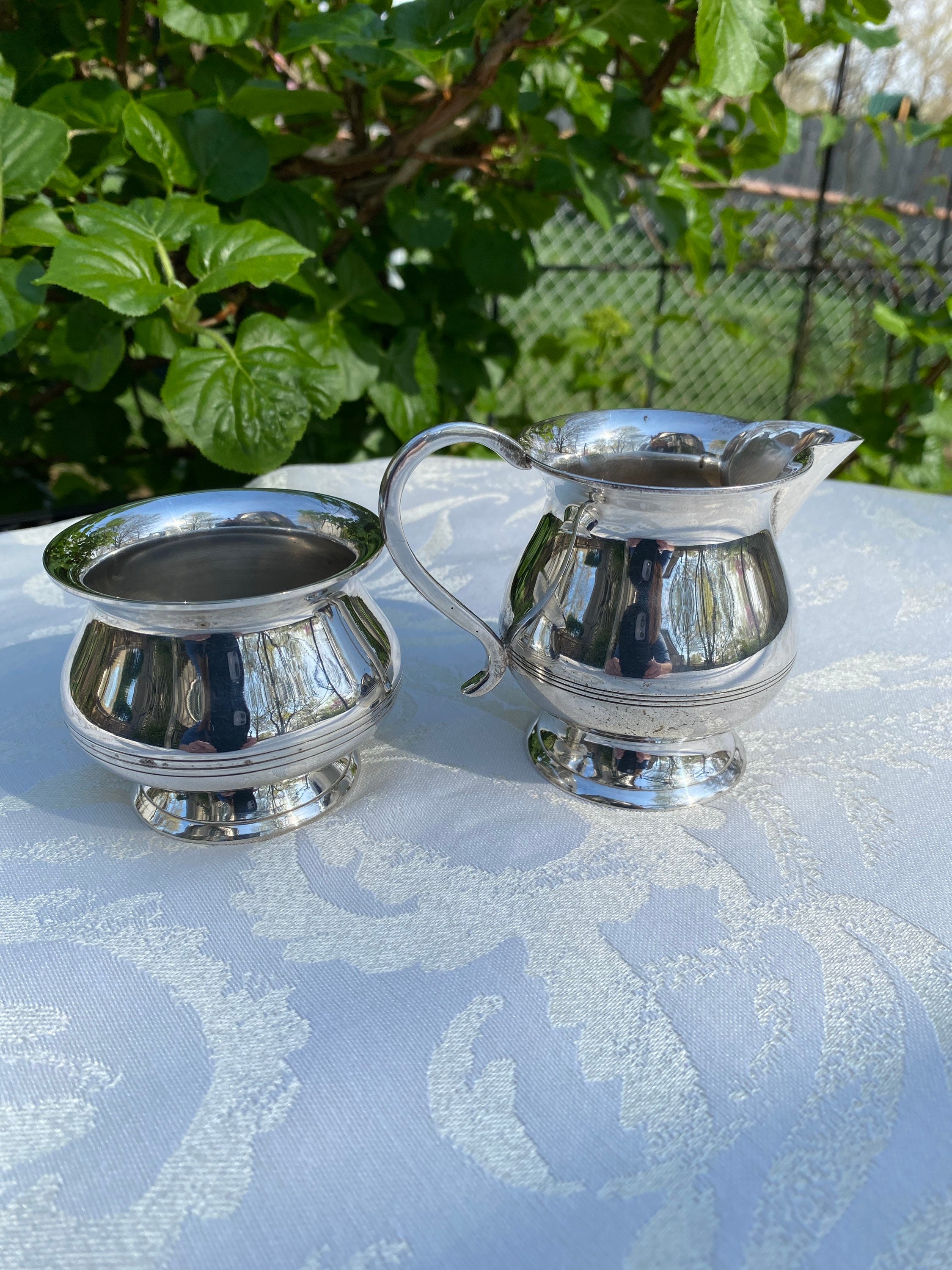 EPNS Silver Plate Cream and Sugar Bowl India | Etsy