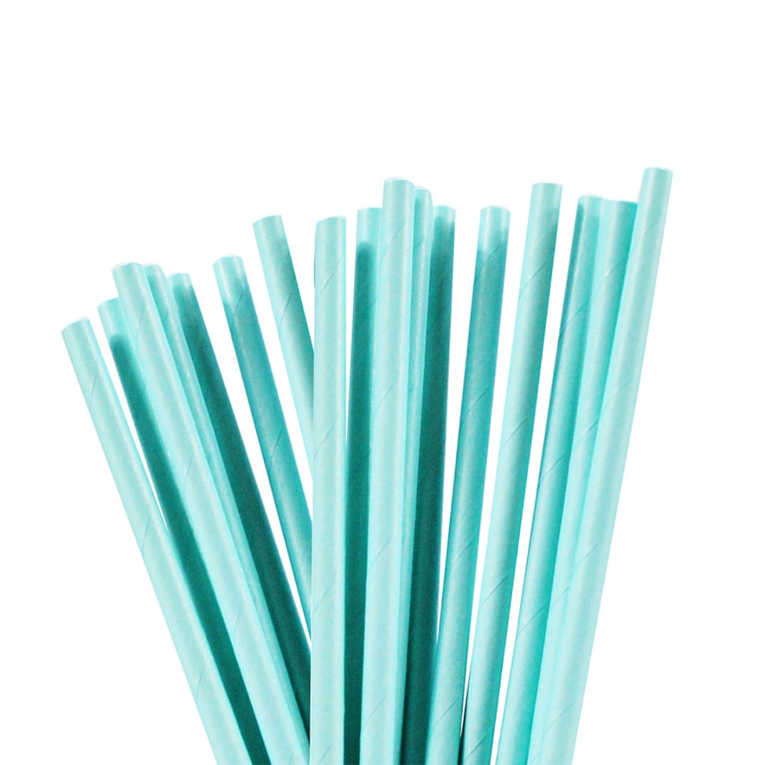 Solid Light Blue Paper Straws (24 Pieces) for Cake Pops, Beverages ...