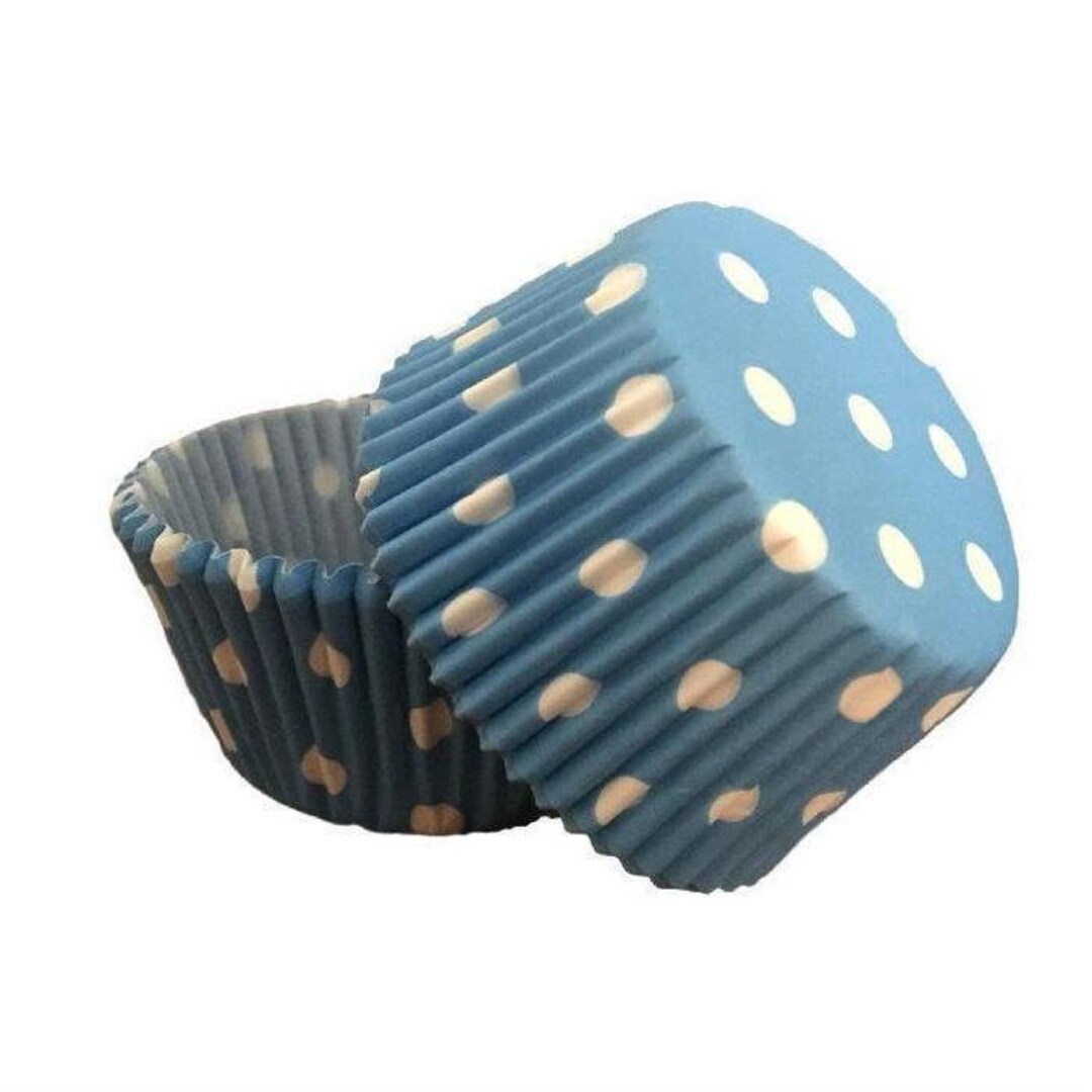 Blue & White Polka Dot Cupcake Liners (25pcs, Standard Size) Grease ...