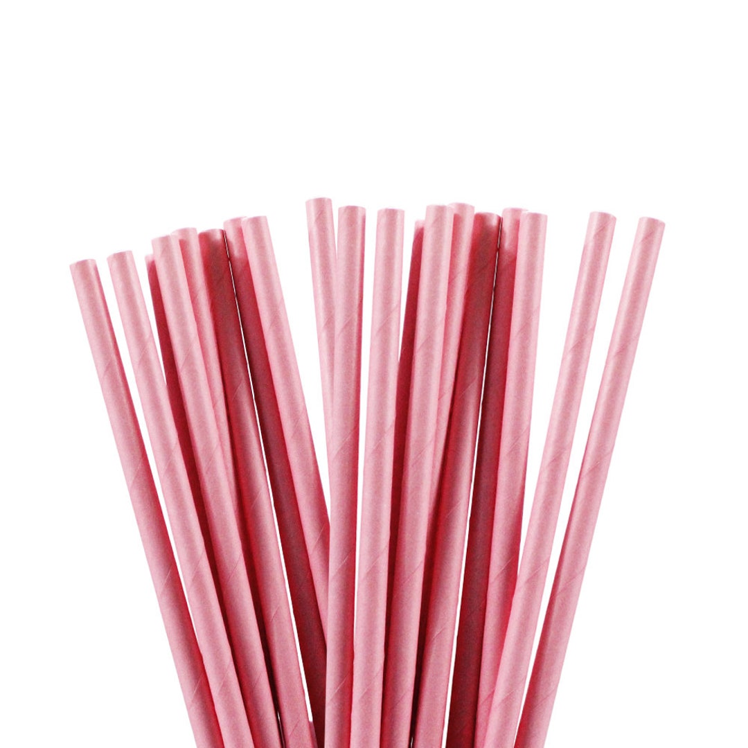 Solid Light Pink Paper Straws (24 Pieces) for Cake Pops, Beverages ...