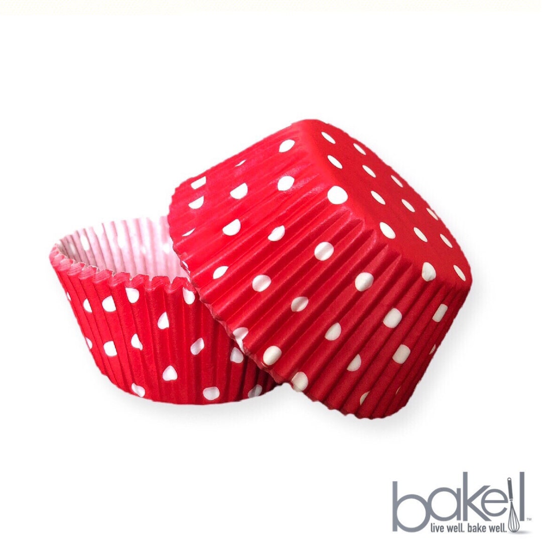 Red and Small White Polka Dot Cupcake Wrappers (25pcs, Standard Size ...