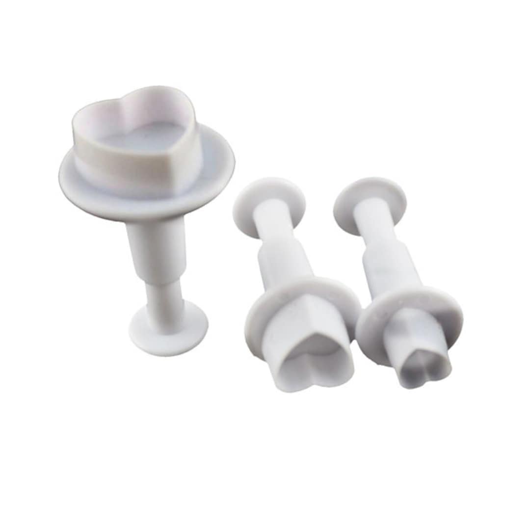3 PCS Set Heart Cutters - Fondant / Gumpaste Pop-out Plunger Tools From ...