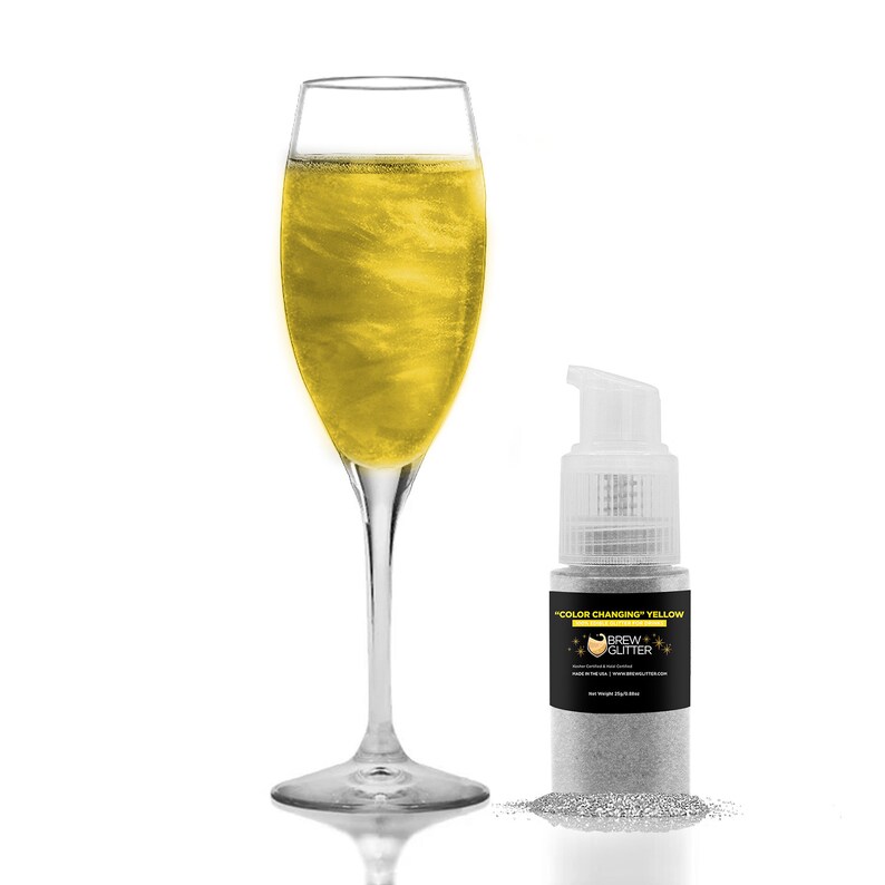 Yellow Color Changing Brew Glitter Spray Pumps (4g & 25g Sizes) Edible ...