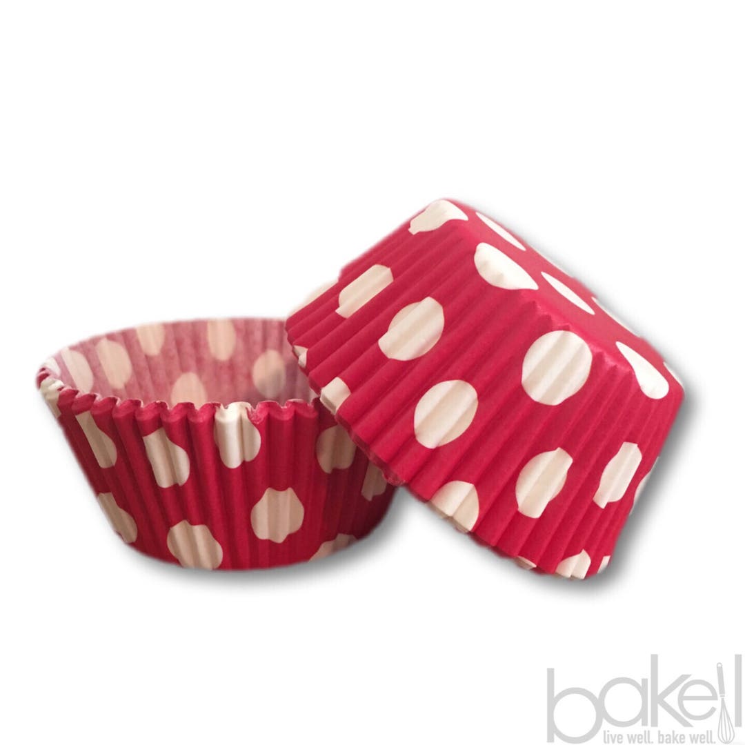 Red & White Polka Dot Cupcake Liners (25pcs, Standard Size) Grease ...