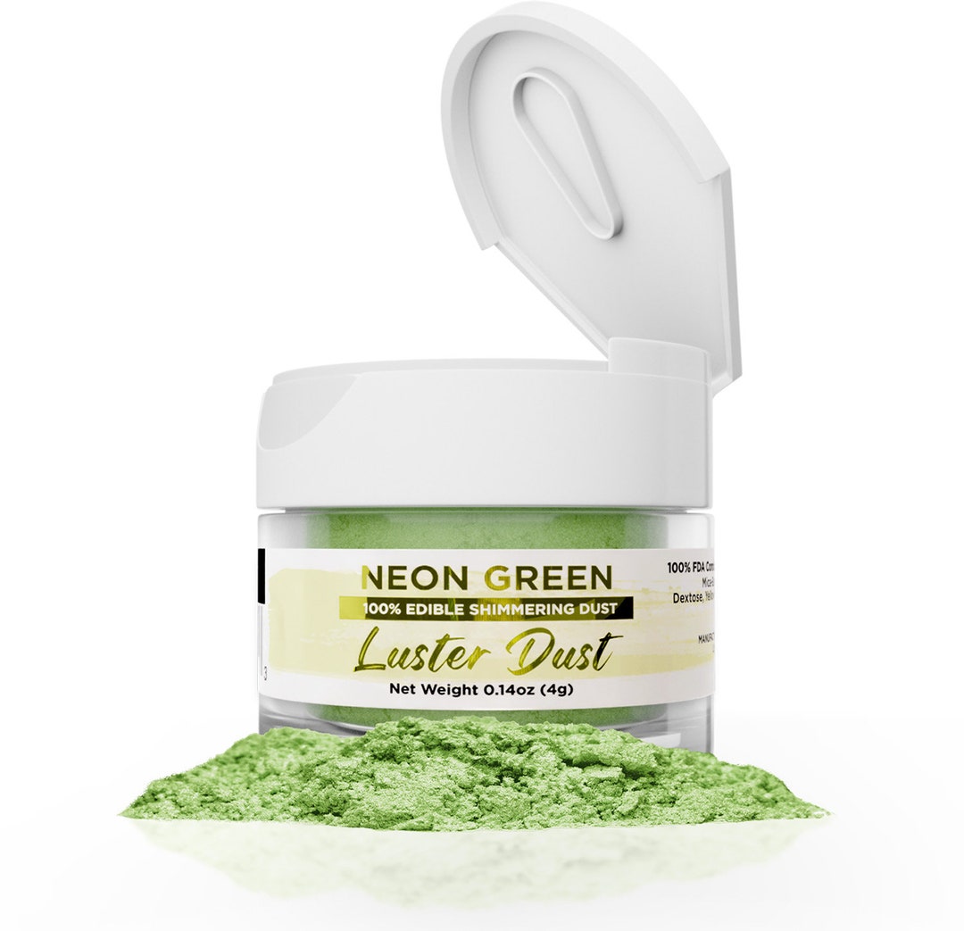 Neon Green Luster Dust and Paint Jars 4g & 25g Sizes Edible Glitter ...