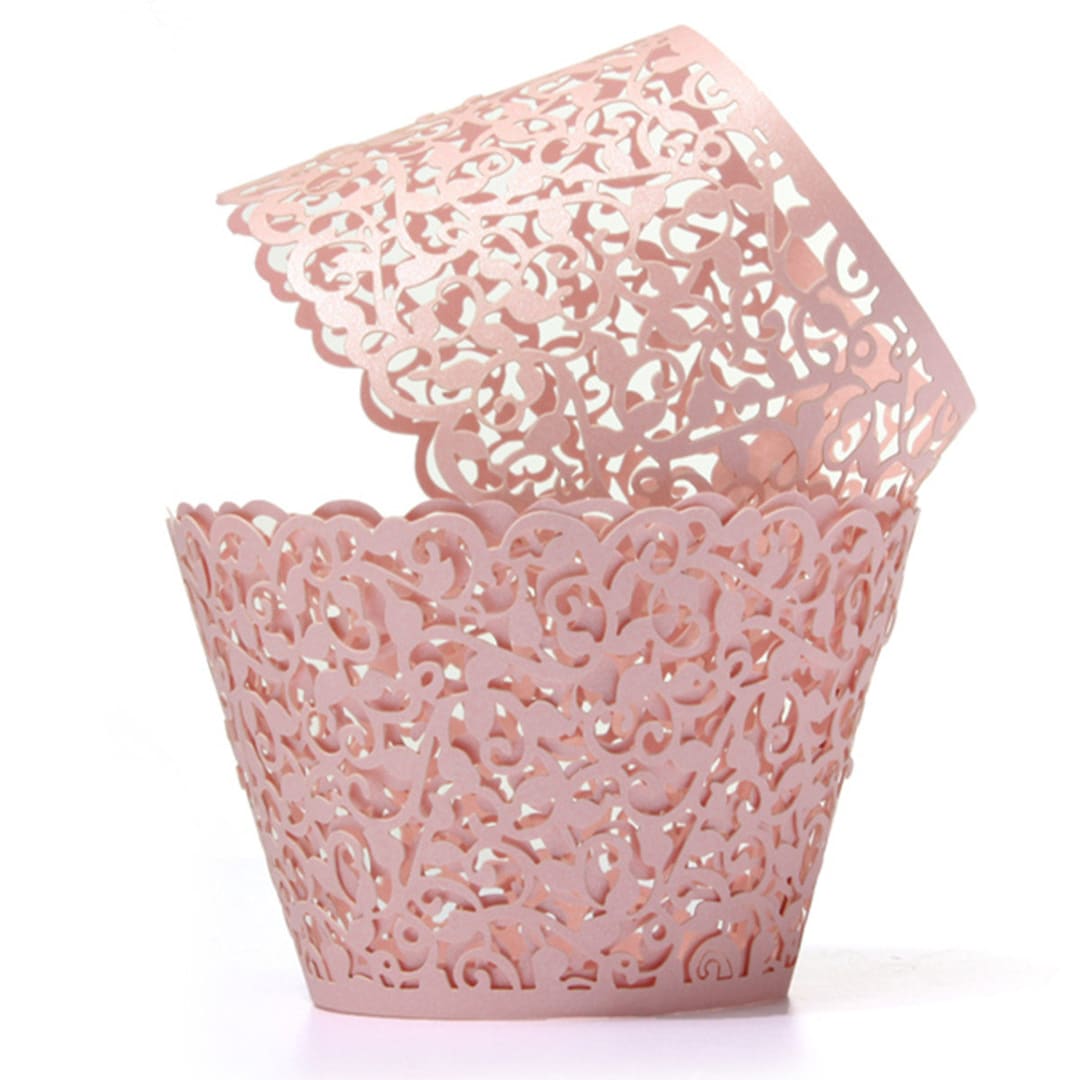 Pink Lace Cupcake Liners 25 PC Set Cake Liners & Wrapper Cupcake Baking ...