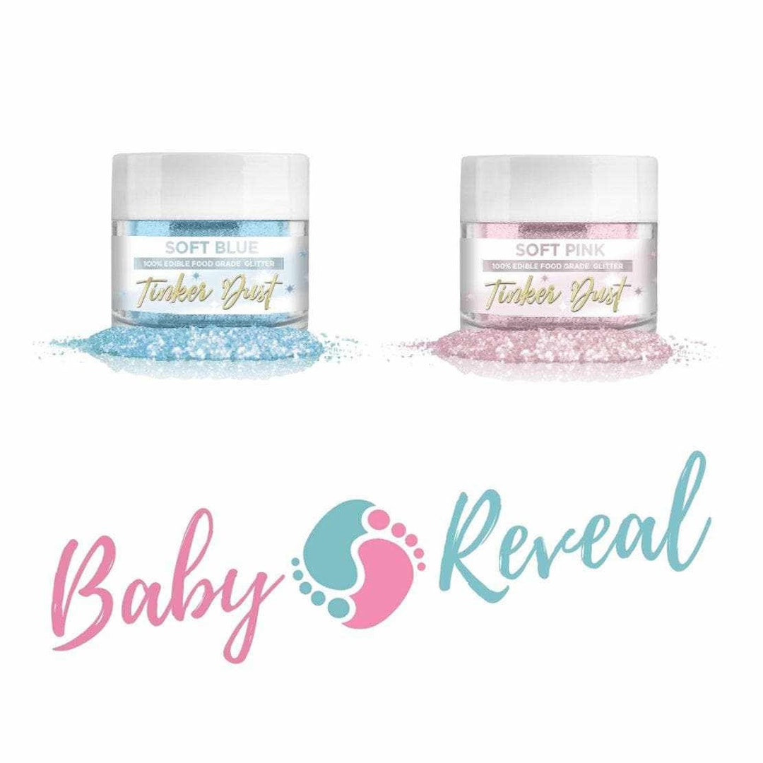 Tinker Dust - Baby Gender Reveal Set -(5g, 2x Jars) Edible Glitter for ...