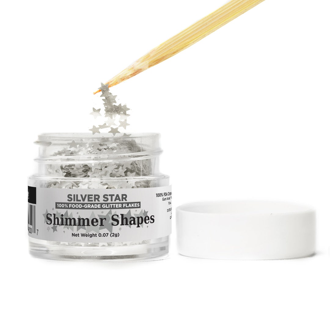 Silver Star Edible Shimmer Shapes (4g and 25g Sizes) Glitter Flakes for ...