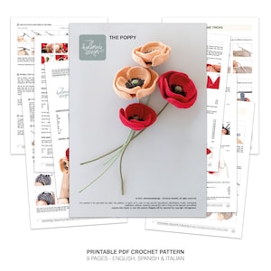 The Poppy PDF Crochet Pattern Crochet Flower DIY - Etsy UK